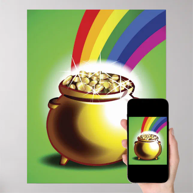 Pot of gold and rainbow poster | Zazzle