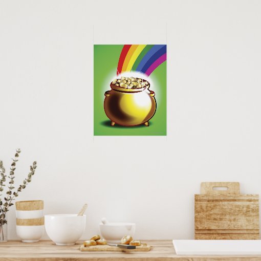 Pot of gold and rainbow poster | Zazzle