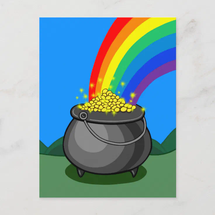 Pot of Gold & Rainbow Postcard | Zazzle