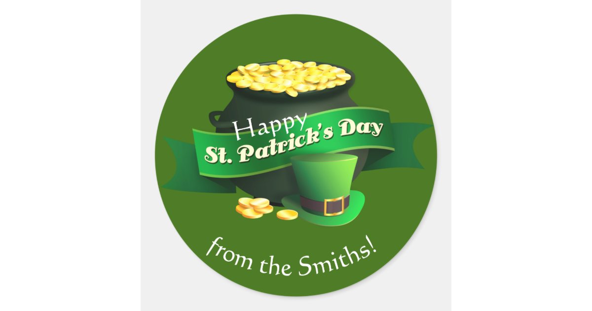 Pot of Gold St Patrick's Day Classic Round Sticker | Zazzle