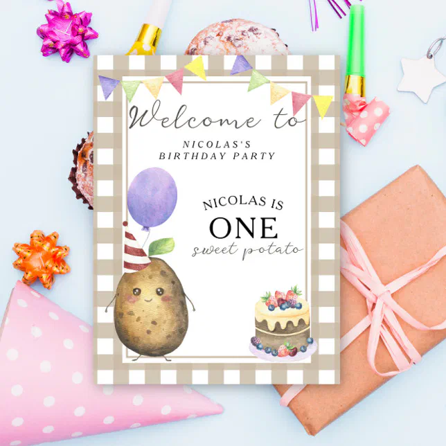 Potato 1st Birthday Party Welcome Poster | Zazzle