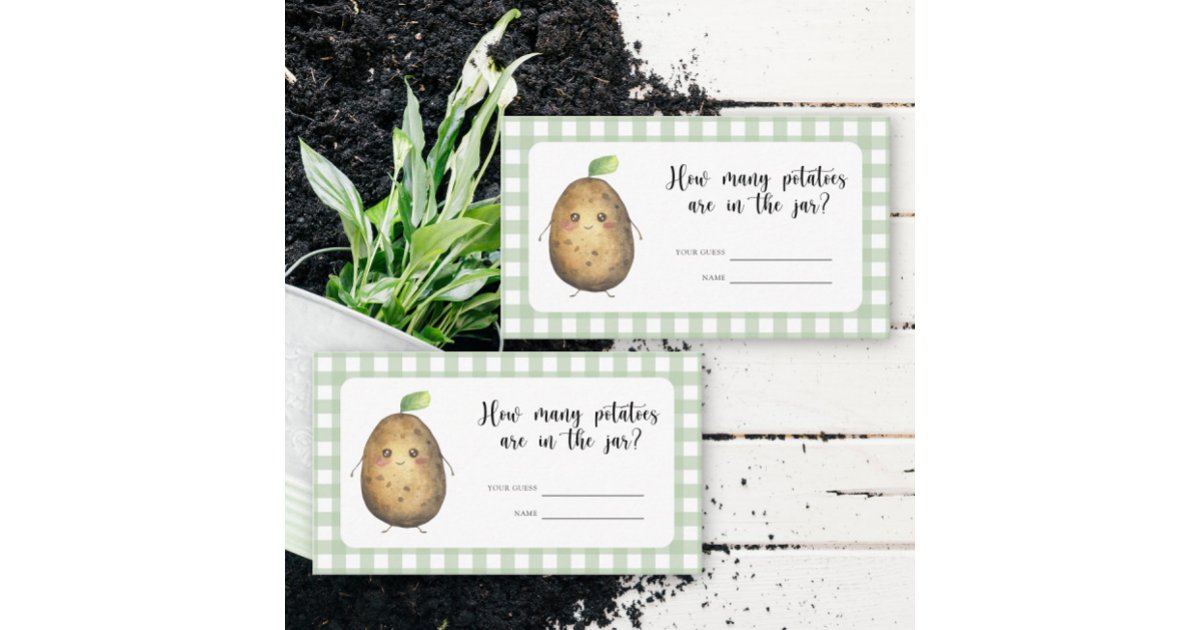 Potato baby shower - guess how many potatoes enclosure card | Zazzle