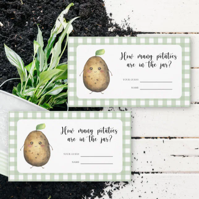 Potato baby shower - guess how many potatoes enclosure card | Zazzle
