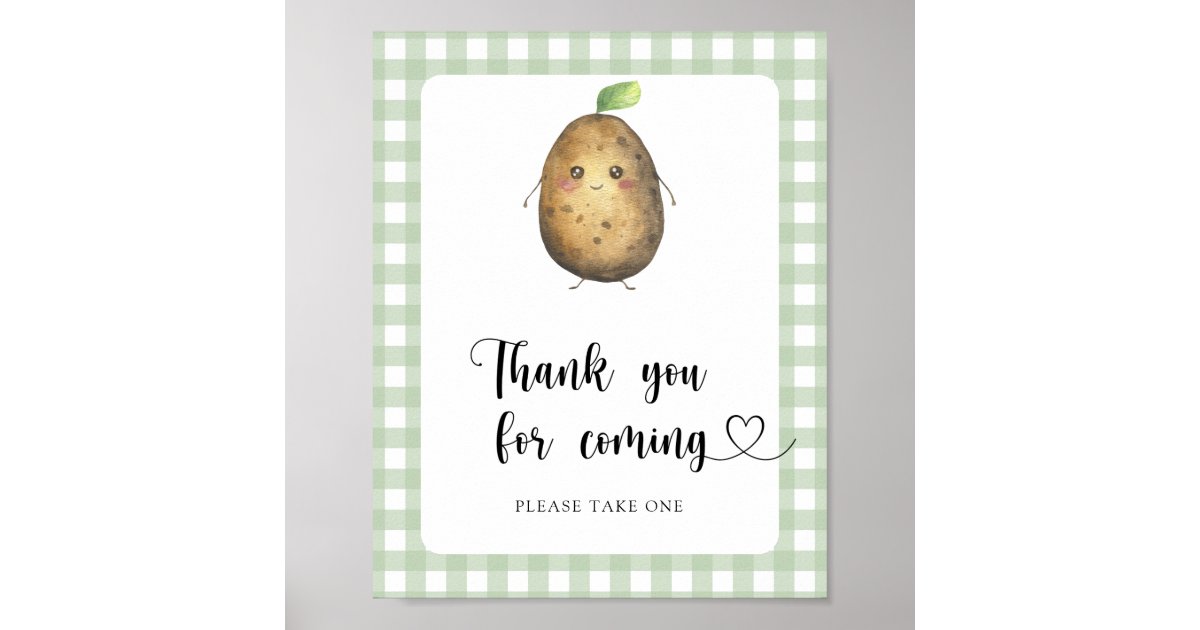 Potato baby shower - Thank you for coming Poster | Zazzle