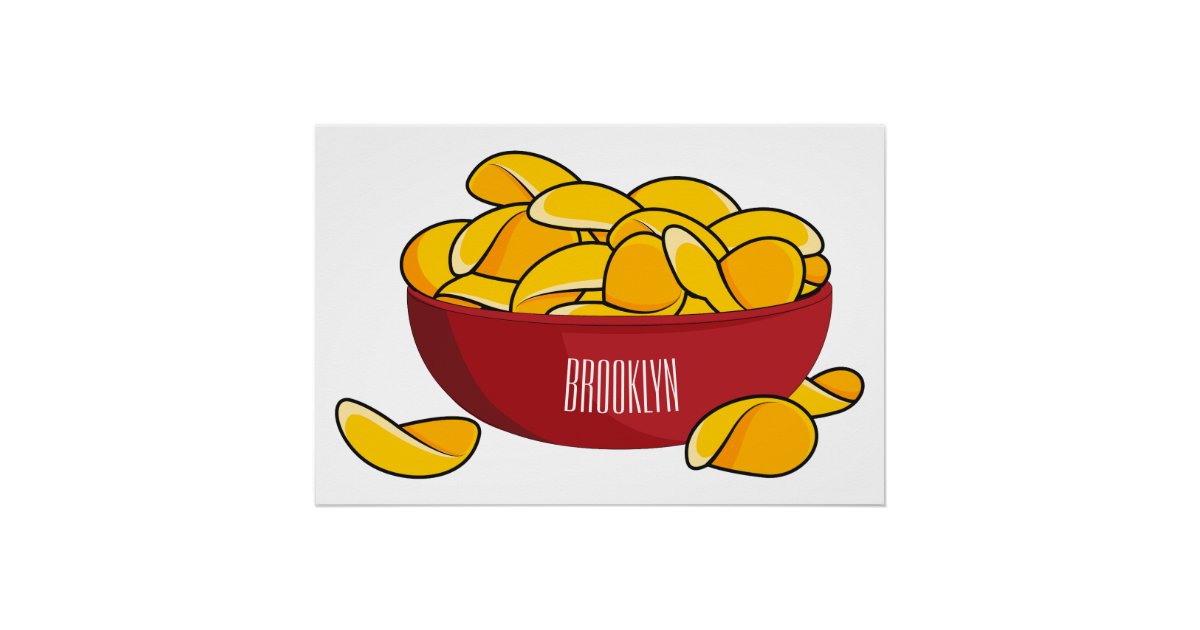 Potato chip cartoon illustration poster | Zazzle