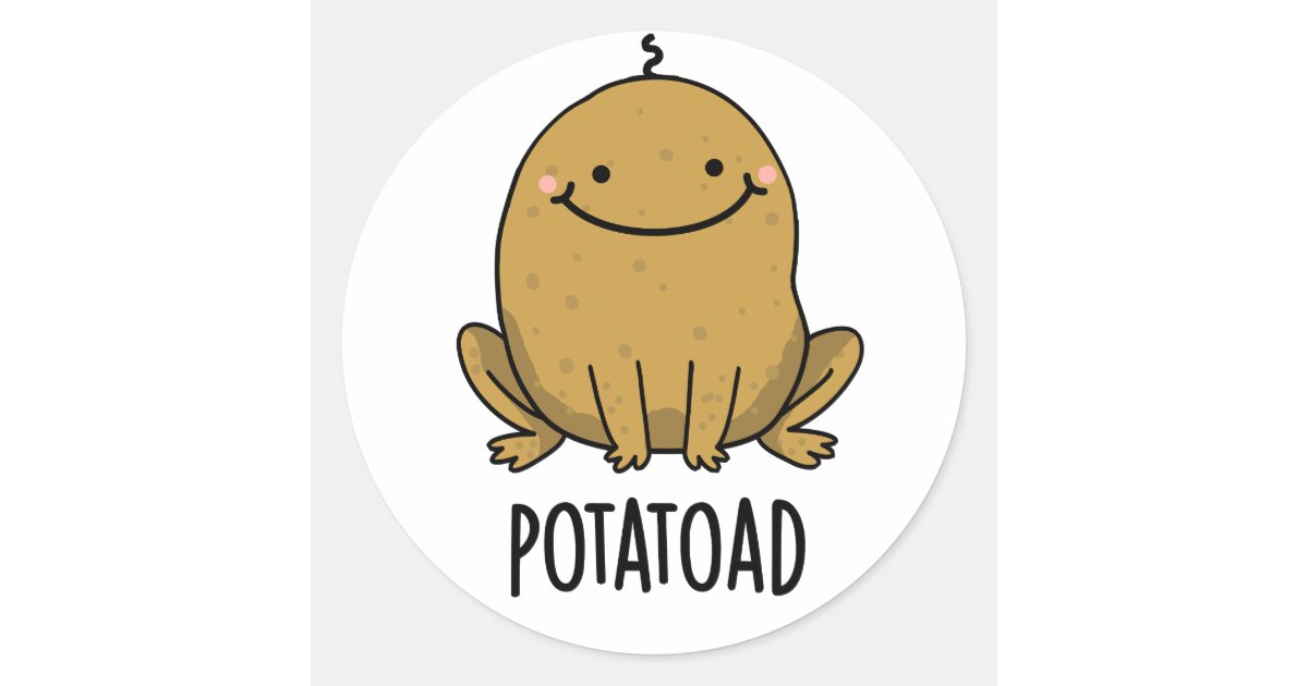 Potatoad Funny Potato Toad Pun Classic Round Sticker | Zazzle