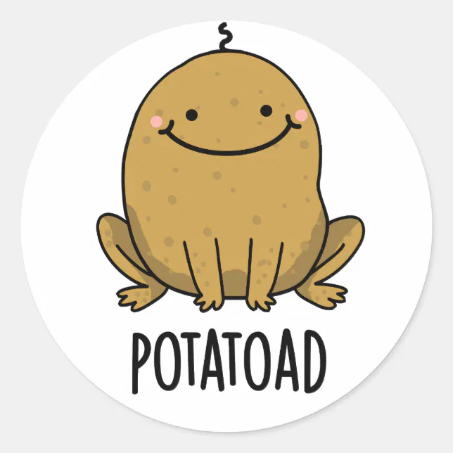 Potatoad Funny Potato Toad Pun Classic Round Sticker | Zazzle