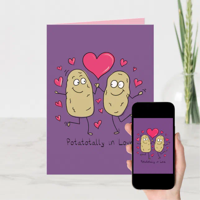 Potatotally in Love Valentine Potato Greeting Card | Zazzle