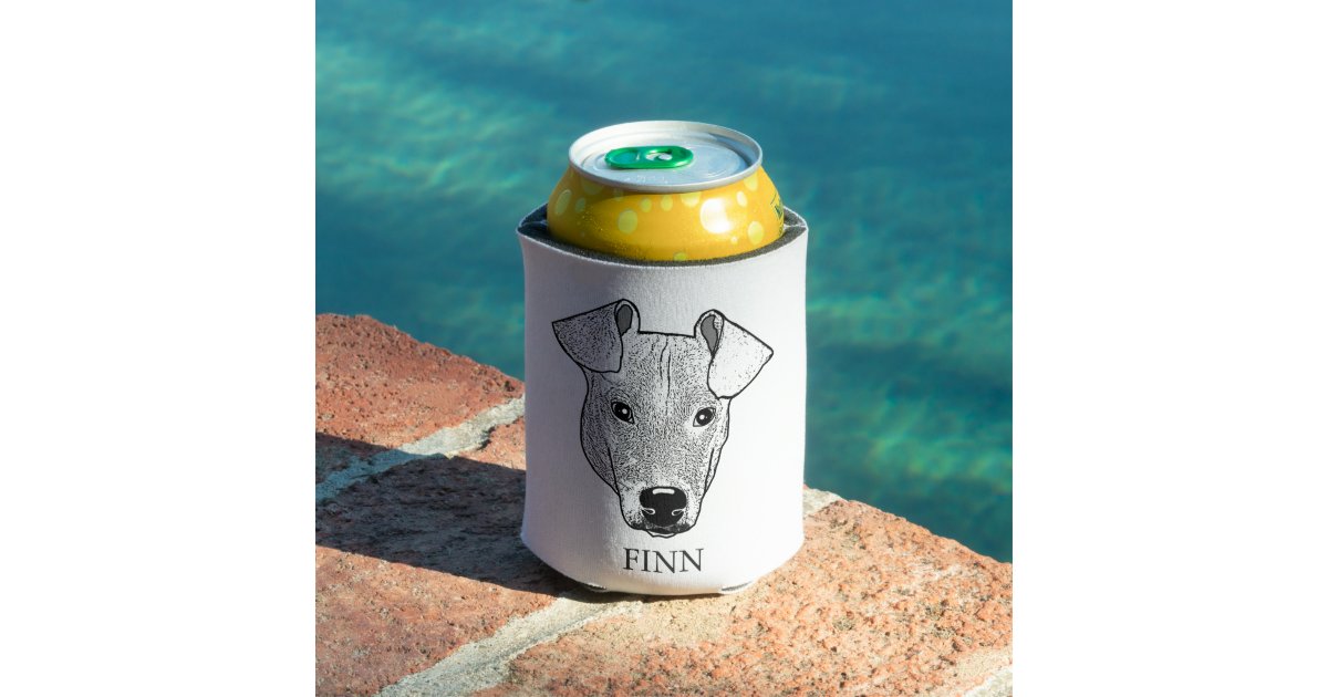 Potcake Dog Personalized Hand Drawing Can Cooler | Zazzle