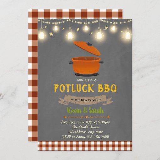 Potluck BBQ party invitation | Zazzle