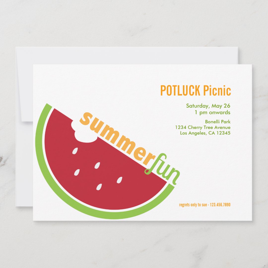 Potluck Summer Picnic Party Invitation | Zazzle