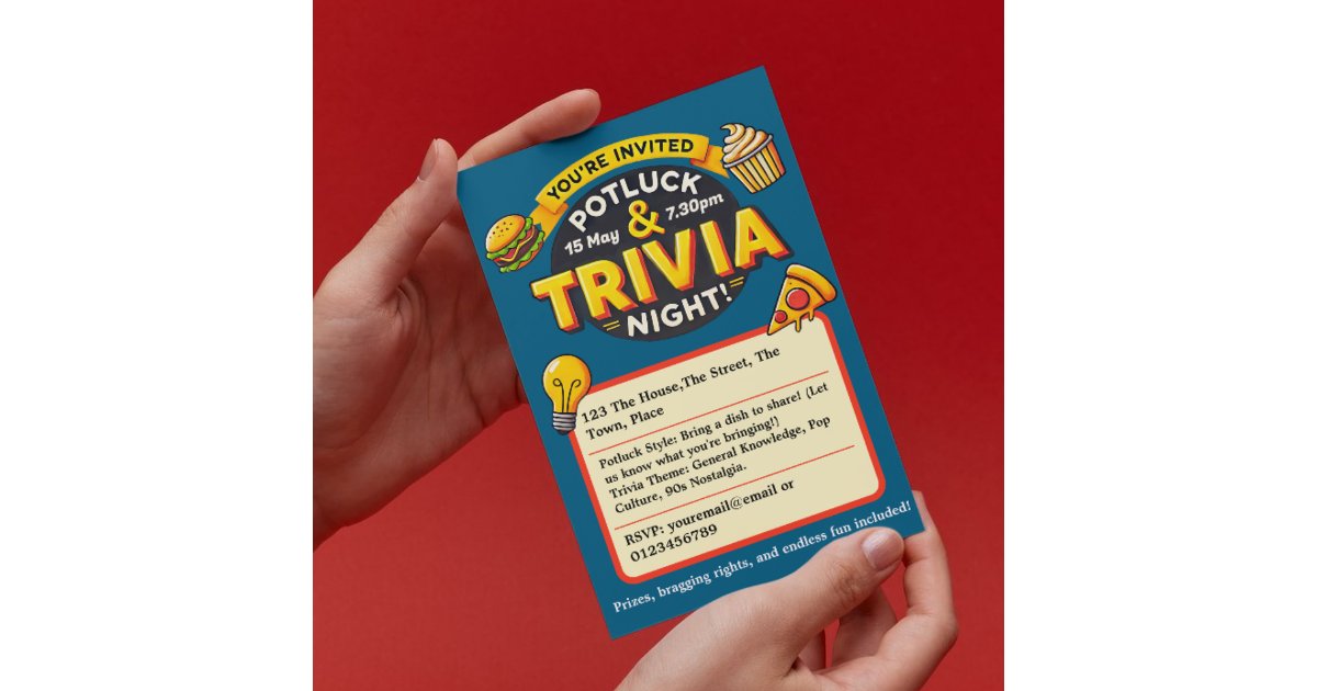 Potluck Trivia night party get-together Invitation | Zazzle