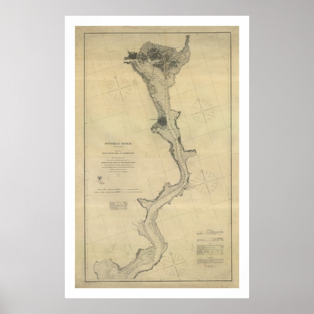 Potomac River Map Washington DC - 1864 Poster | Zazzle