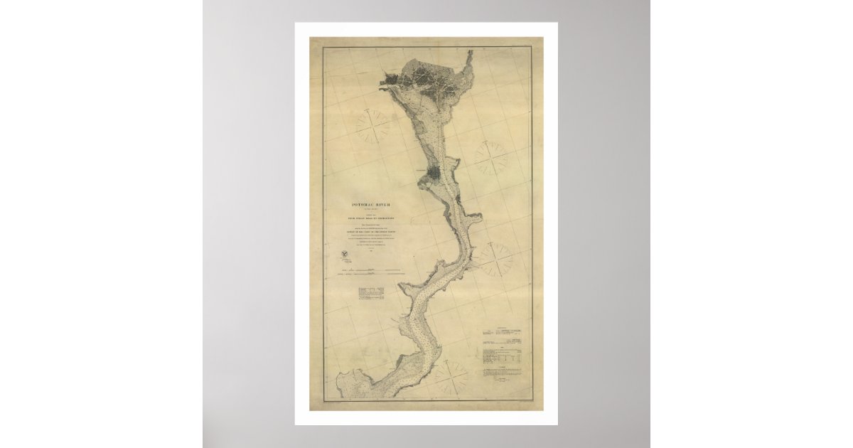 Potomac River Map Washington DC - 1864 Poster | Zazzle