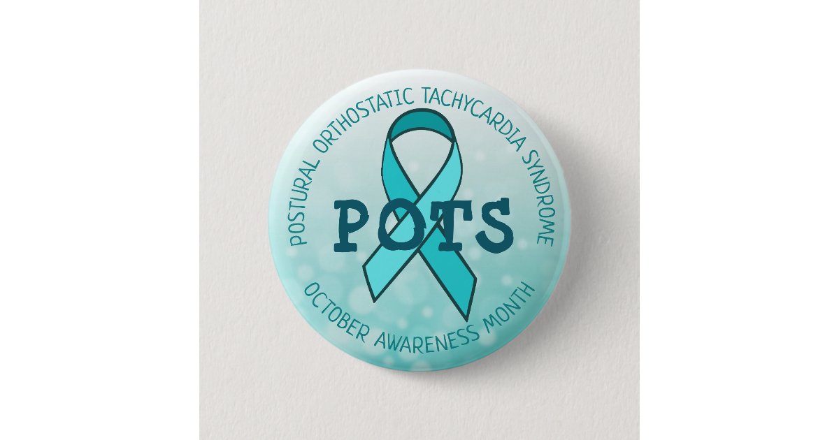 Pots Awareness Month Ribbon Button | Zazzle