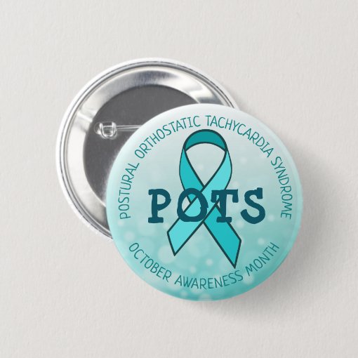 Pots Awareness Month Ribbon Button | Zazzle