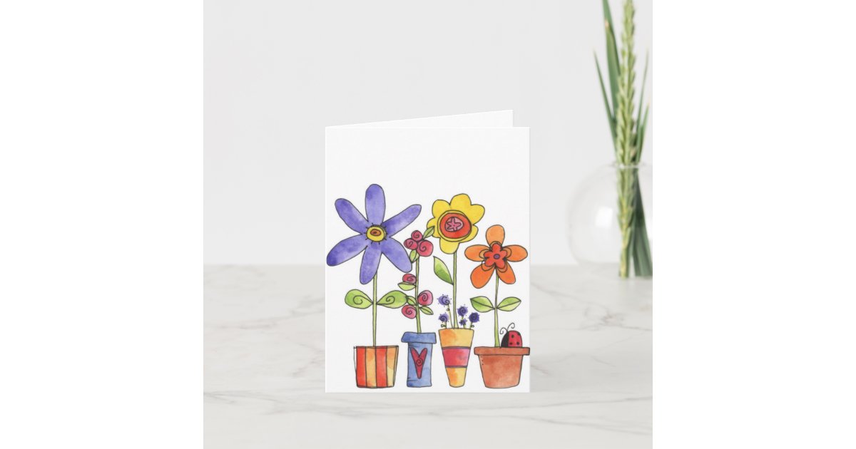 Potted Flowers - Note Card | Zazzle
