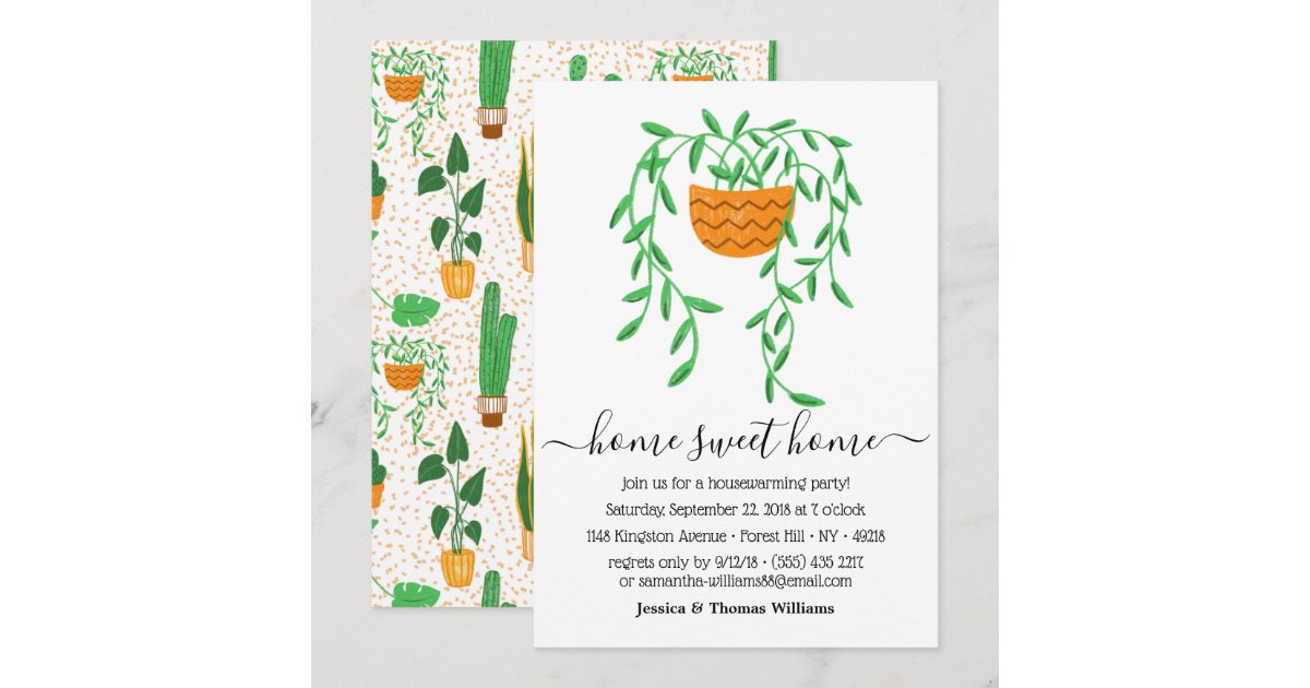 Potted House Plant Housewarming Party Invitation | Zazzle