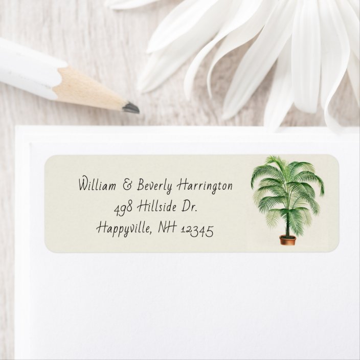 Potted Palm Tree Skinny White Address Label | Zazzle.com