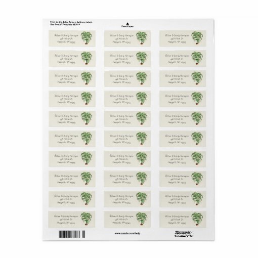 Potted Palm Tree Skinny White Address Label | Zazzle