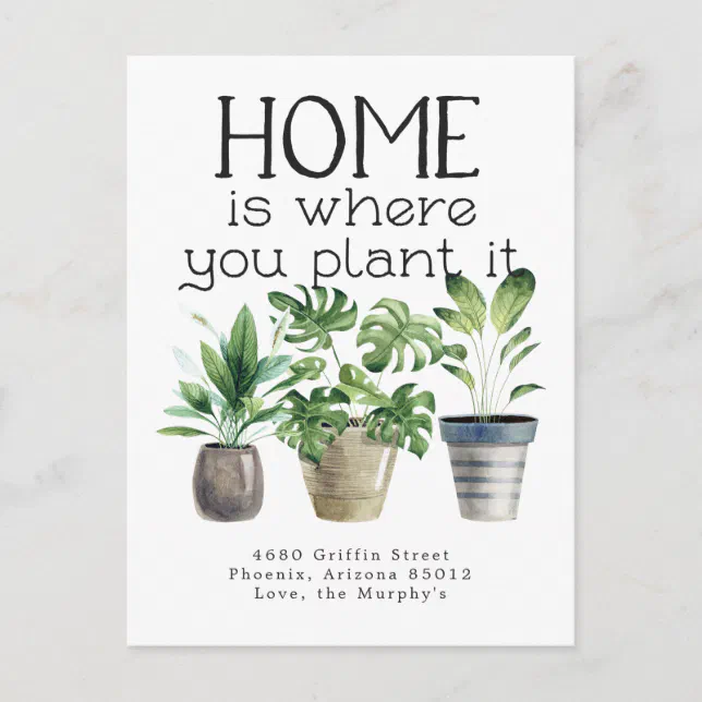 Potted Plant | Moving Announcement Postcard | Zazzle