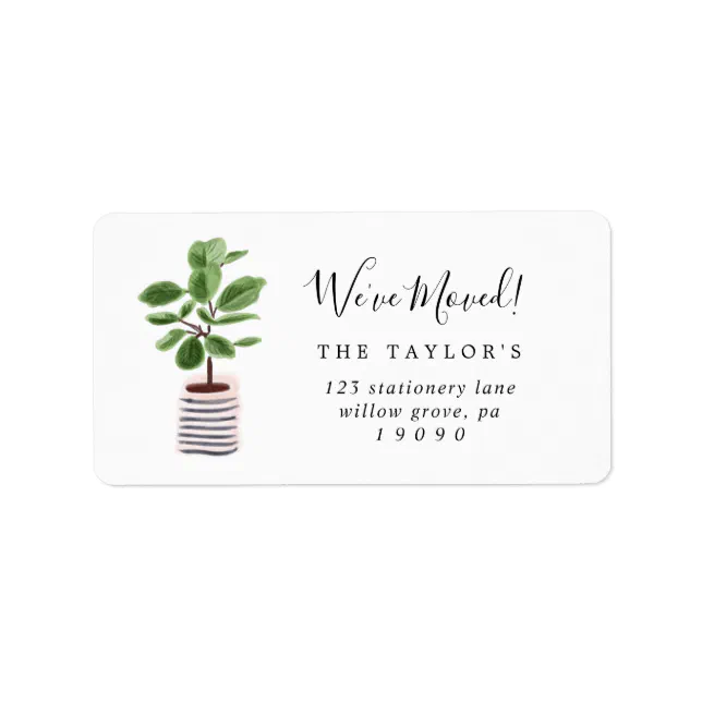 Potted Plant We Moved New Address Label | Zazzle