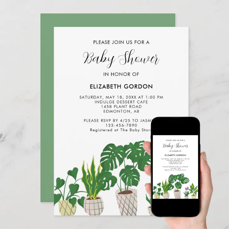 Potted Plants Baby Shower Bloom Greenery Invitation | Zazzle