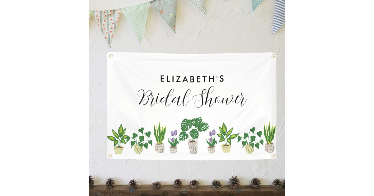 Potted Plants Bridal Shower Greenery Backdrop Banner | Zazzle