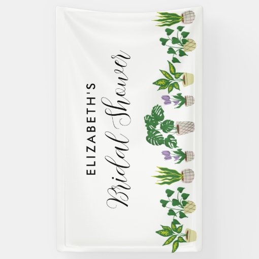 Potted Plants Bridal Shower Greenery Backdrop Banner | Zazzle
