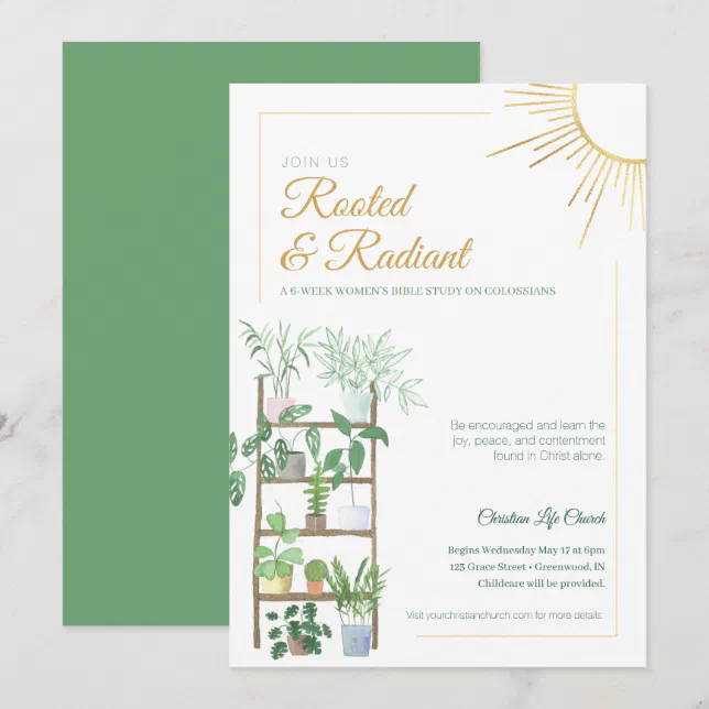 Potted Plants Watercolor Women's Bible Study Invitation | Zazzle