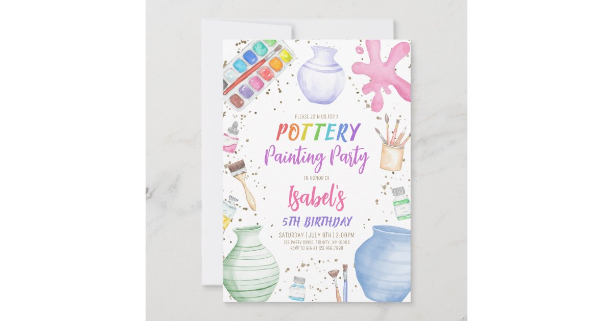 Pottery Art Birthday Party Invitation | Zazzle