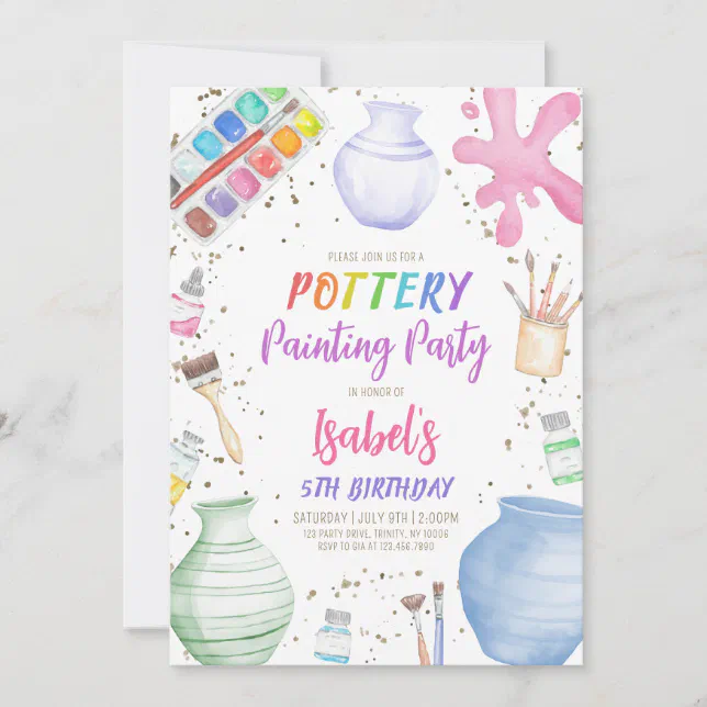 Pottery Art Birthday Party Invitation | Zazzle