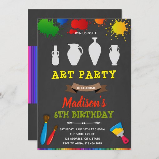 Pottery art party birthday invitation | Zazzle