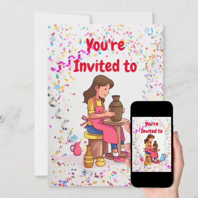 Pottery Birthday Party Invitation | Zazzle