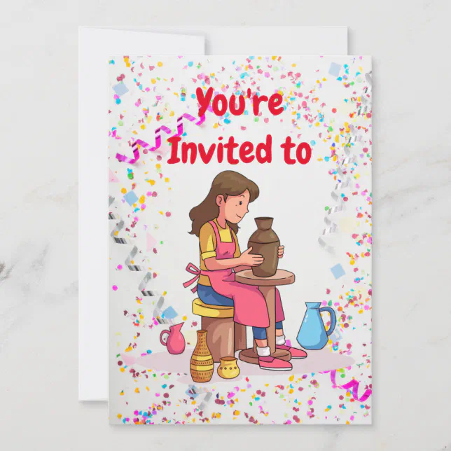 Pottery Birthday Party Invitation | Zazzle