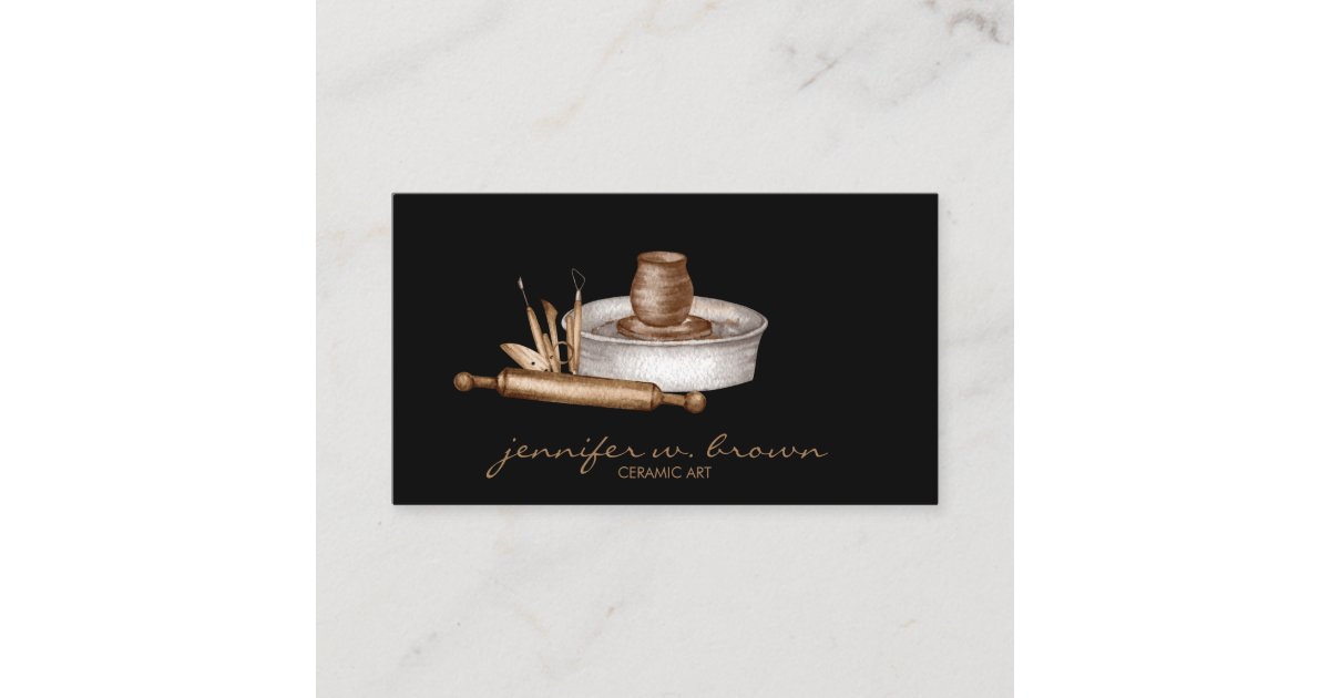 Pottery Ceramic Artist Tools Black Business Card | Zazzle