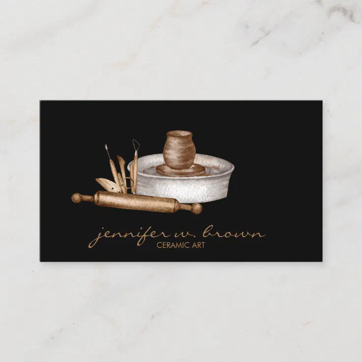 Pottery Ceramic Artist Tools Black Business Card | Zazzle