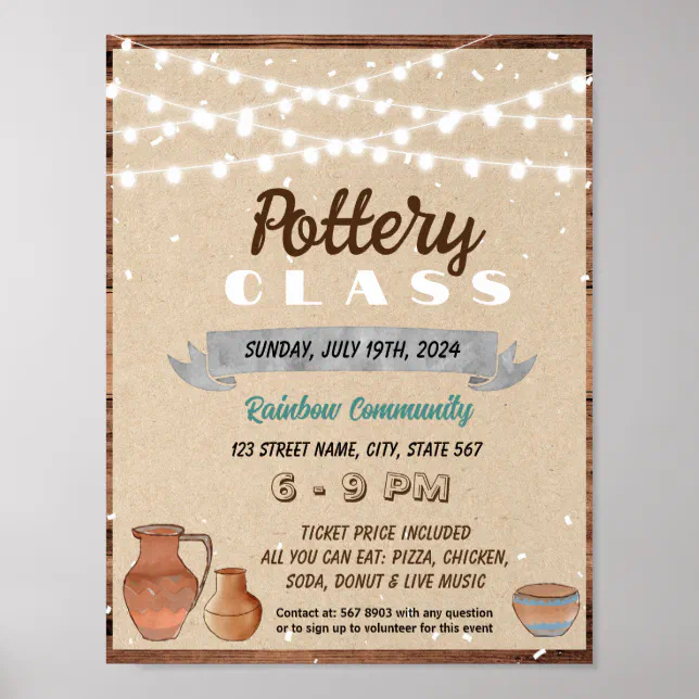 Pottery class template poster | Zazzle