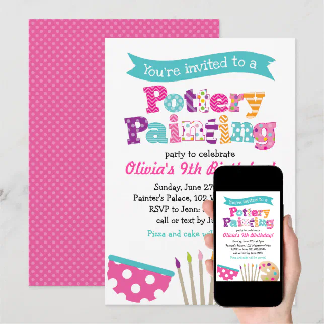 Pottery Painting Art Party Invitation | Zazzle