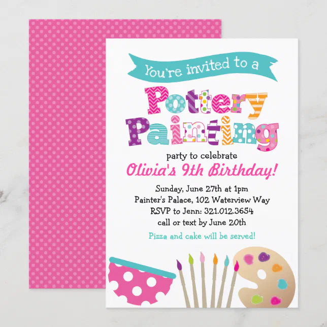 Pottery Painting Art Party Invitation | Zazzle