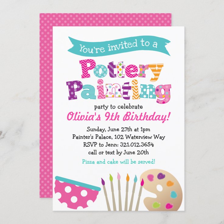 Pottery Painting Art Party Invitation | Zazzle