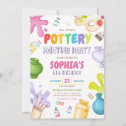 Pottery Painting Birthday Party Invitation | Zazzle