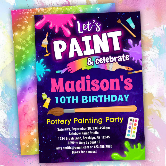 Pottery Painting Birthday Party Invitation | Zazzle