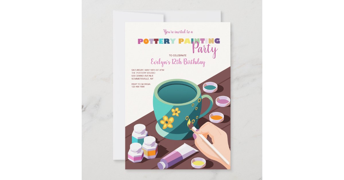 Pottery Painting Party Invitation | Zazzle