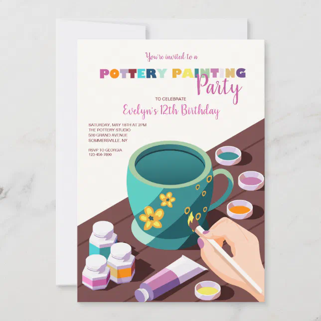 Pottery Painting Party Invitation | Zazzle