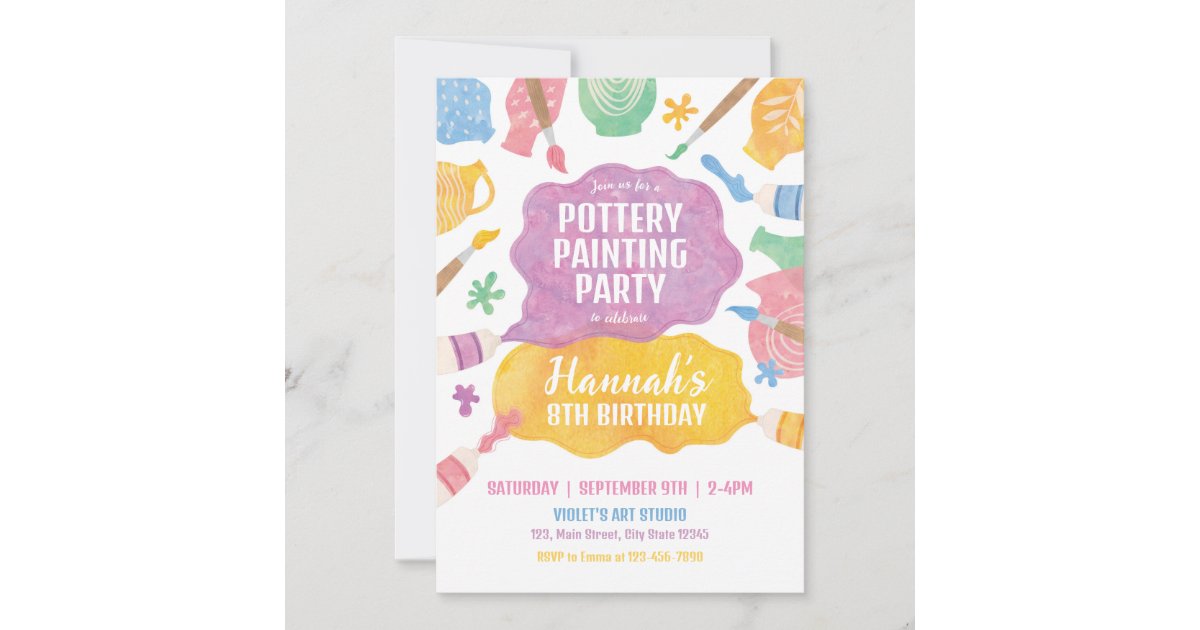Pottery Painting Party Invitation | Zazzle