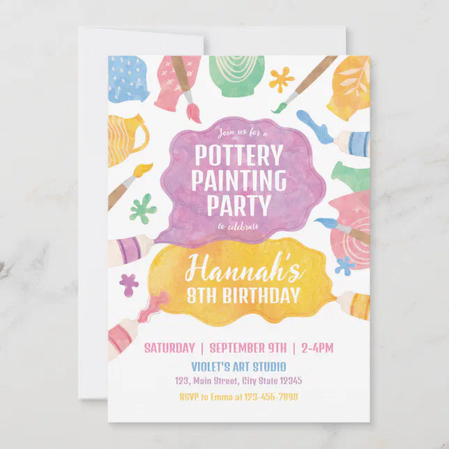 Pottery Painting Party Invitation | Zazzle
