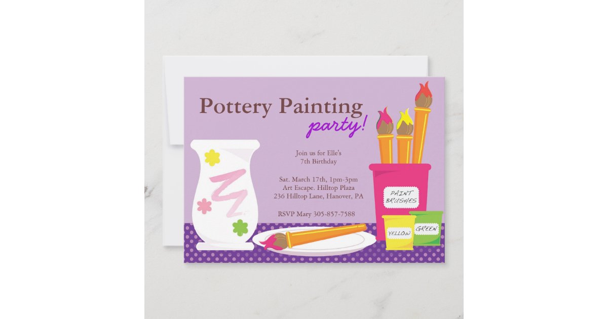 Pottery Painting Party Invitations | Zazzle