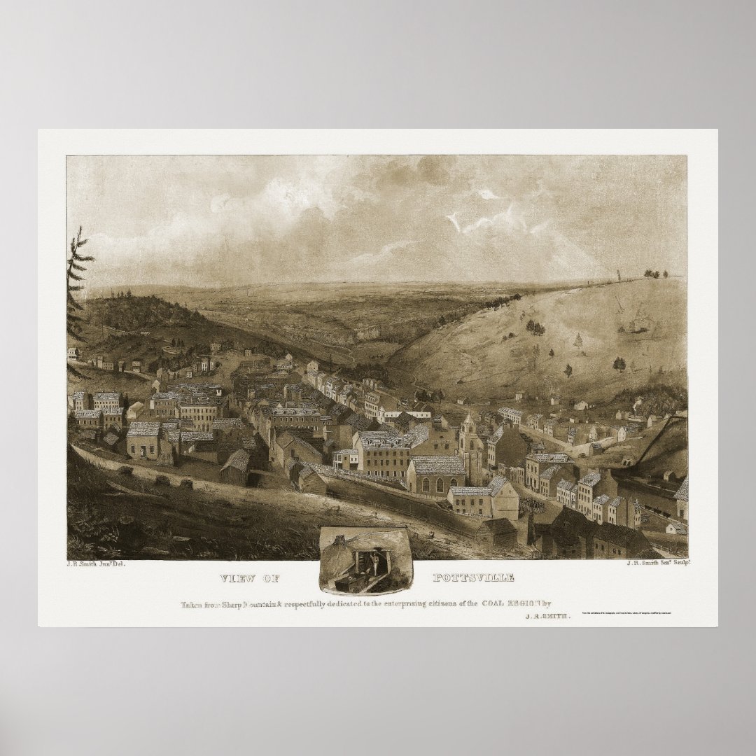 Pottsville, PA Panoramic Map - 1922 Poster | Zazzle