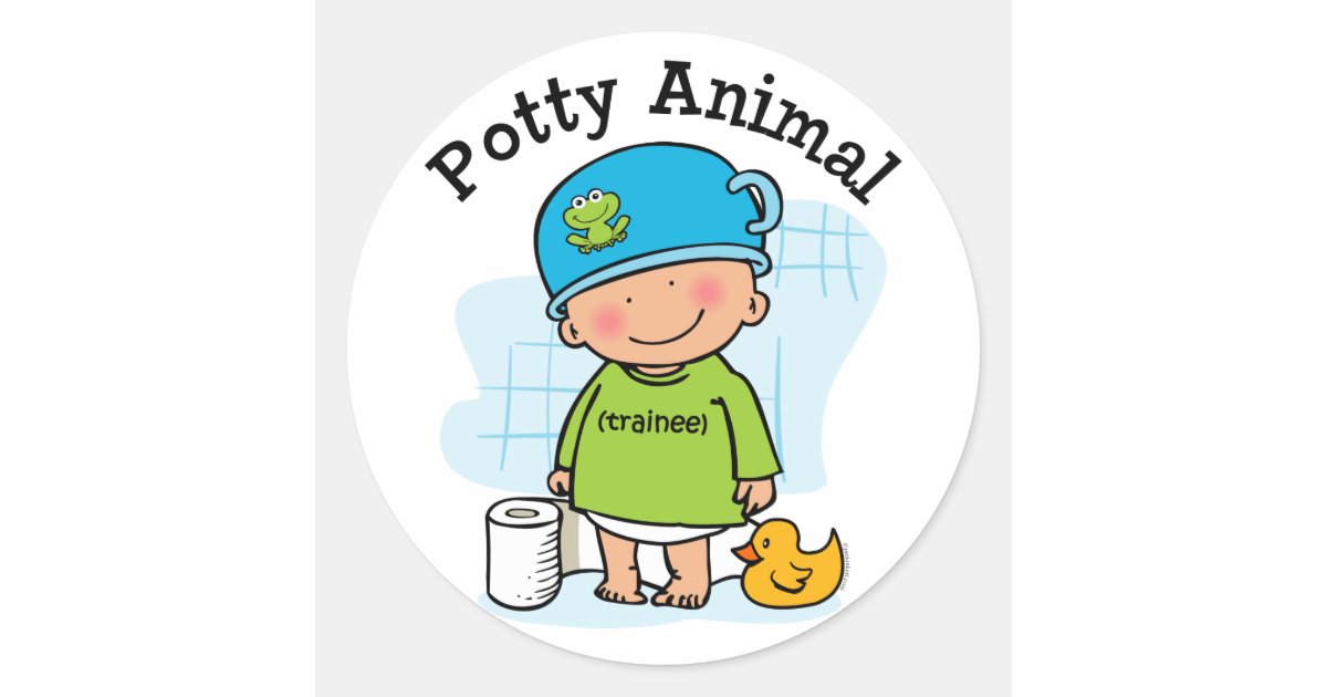 Potty Animal Boy Sticker | Zazzle